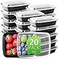 Amazon.com: NutriBox [20 value pack single one compartment 12oz MINI Meal Prep Food Storage ...
