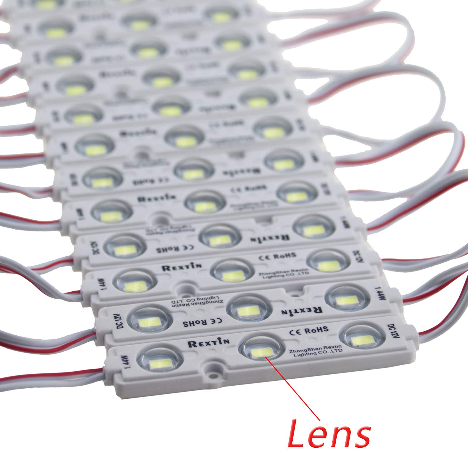 REXTiN Super Bright 200pcs 3 LED Module RED 5630 5730 SMD 40-45LM Per ...