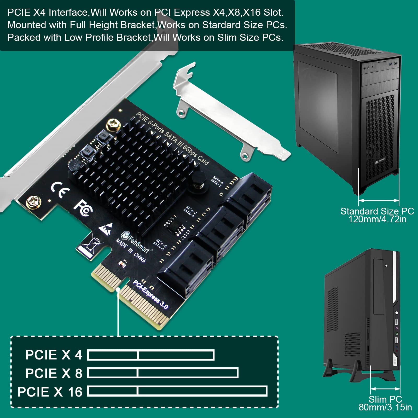 Mua FebSmart PCIE to 6-Ports 6Gbps Max Speed SATA III Expansion Card ...