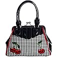 Lost Queen Women's Rockabilly Cherry Skulls Handbag Retro Kisslock ...