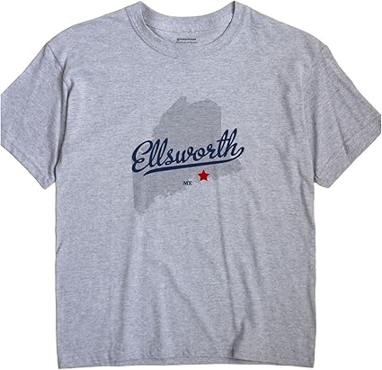 Amazon.com: GreatCitees Ellsworth Maine T-Shirt MAP: Clothing