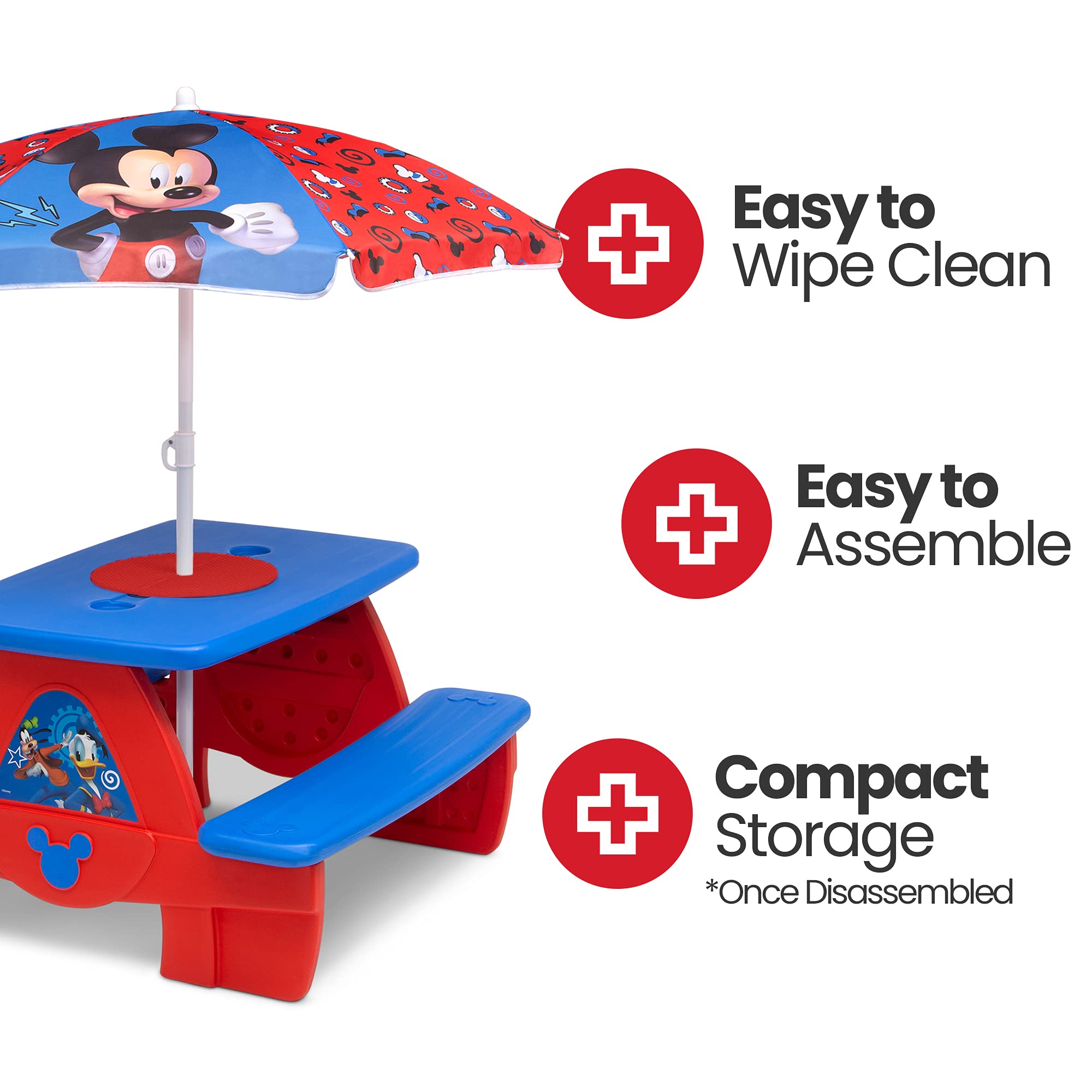 Mua Disney Mickey Mouse 4 Seat Activity Picnic Table with Umbrella and ...