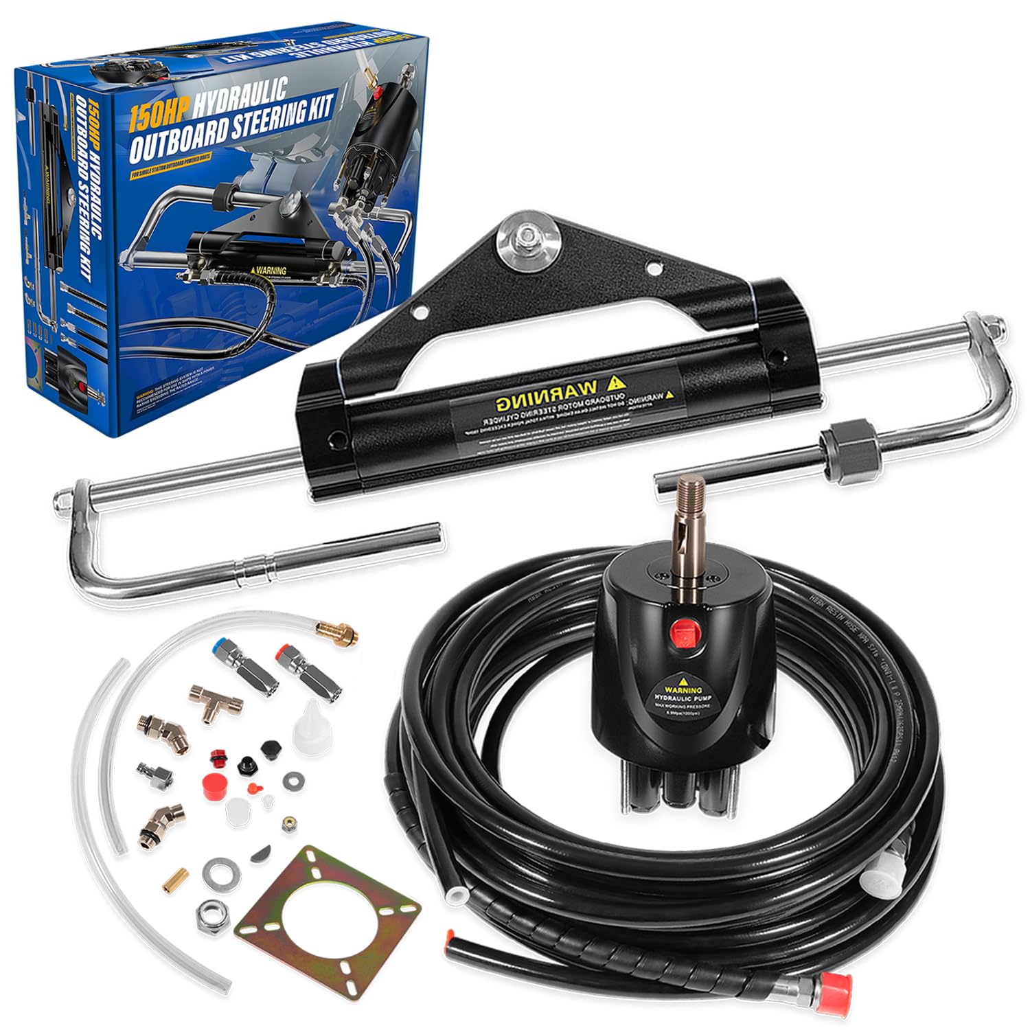 Complete 150HP Hydraulic Outboard Steering System with 26ft High ...