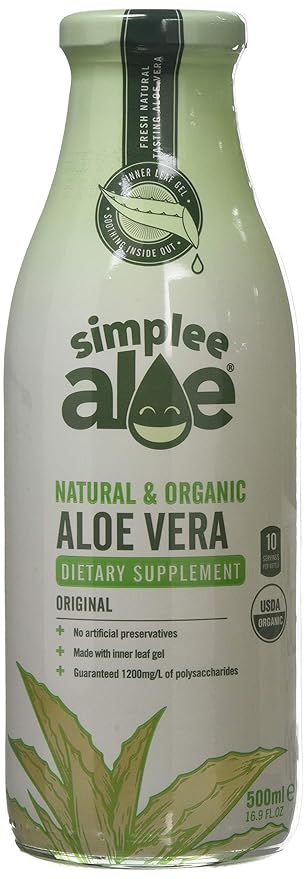 Simplee Aloe All Natural and Organic Aloe Vera Original Juice, 500 ml ...