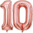 Amazon.com: 10 Balloon Number, 40 Inch Rose Gold Foil Balloons Giant Jumbo Helium Number 10 ...