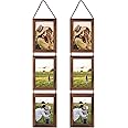Amazon.com - Lavezee 4x6 Collage Triple Picture Frames Set, Walnut Brown 6 Opening Hanging ...