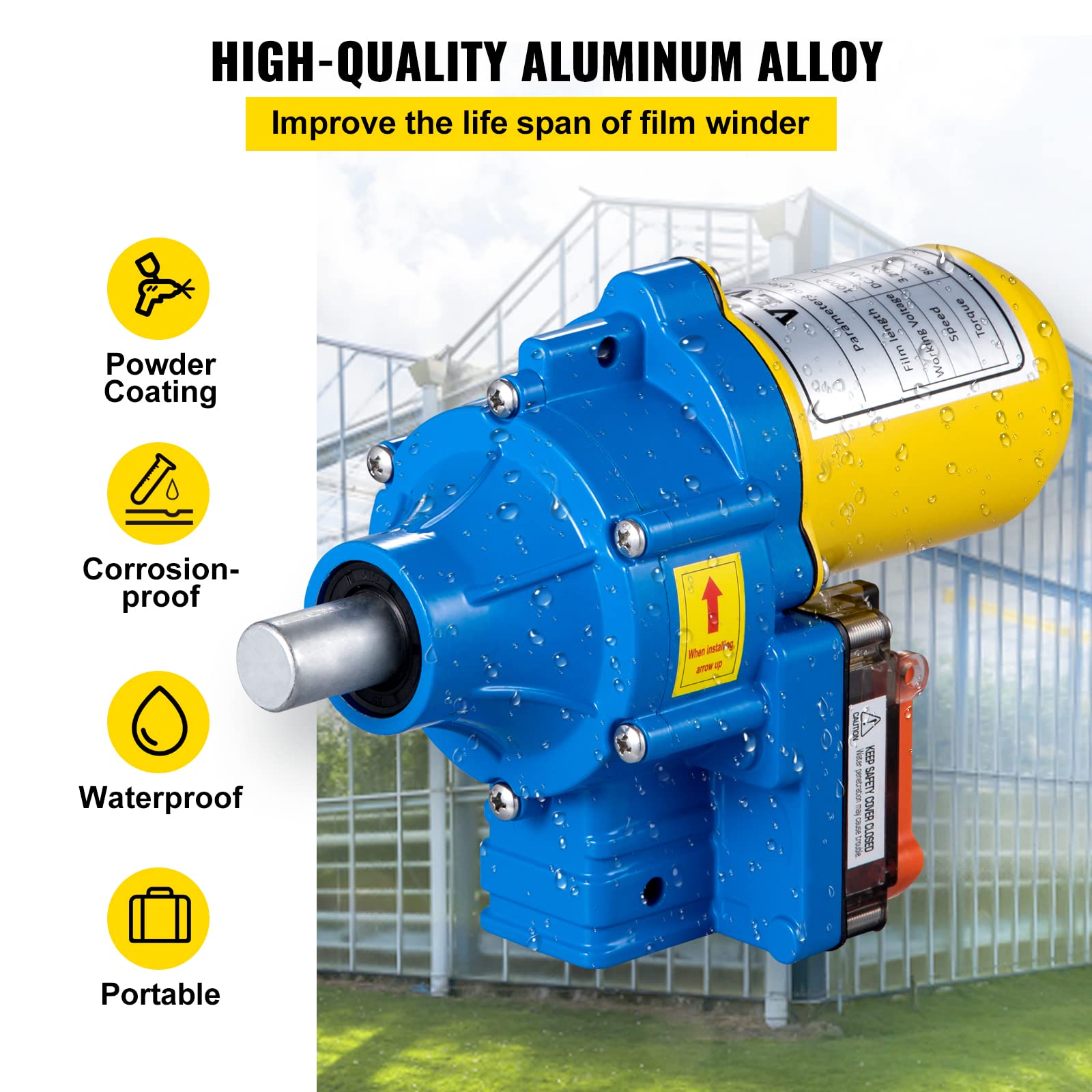 VEVOR Greenhouse Roll Up Motor Kit, 100W DC 24V 3.2 RPM, Waterproof ...