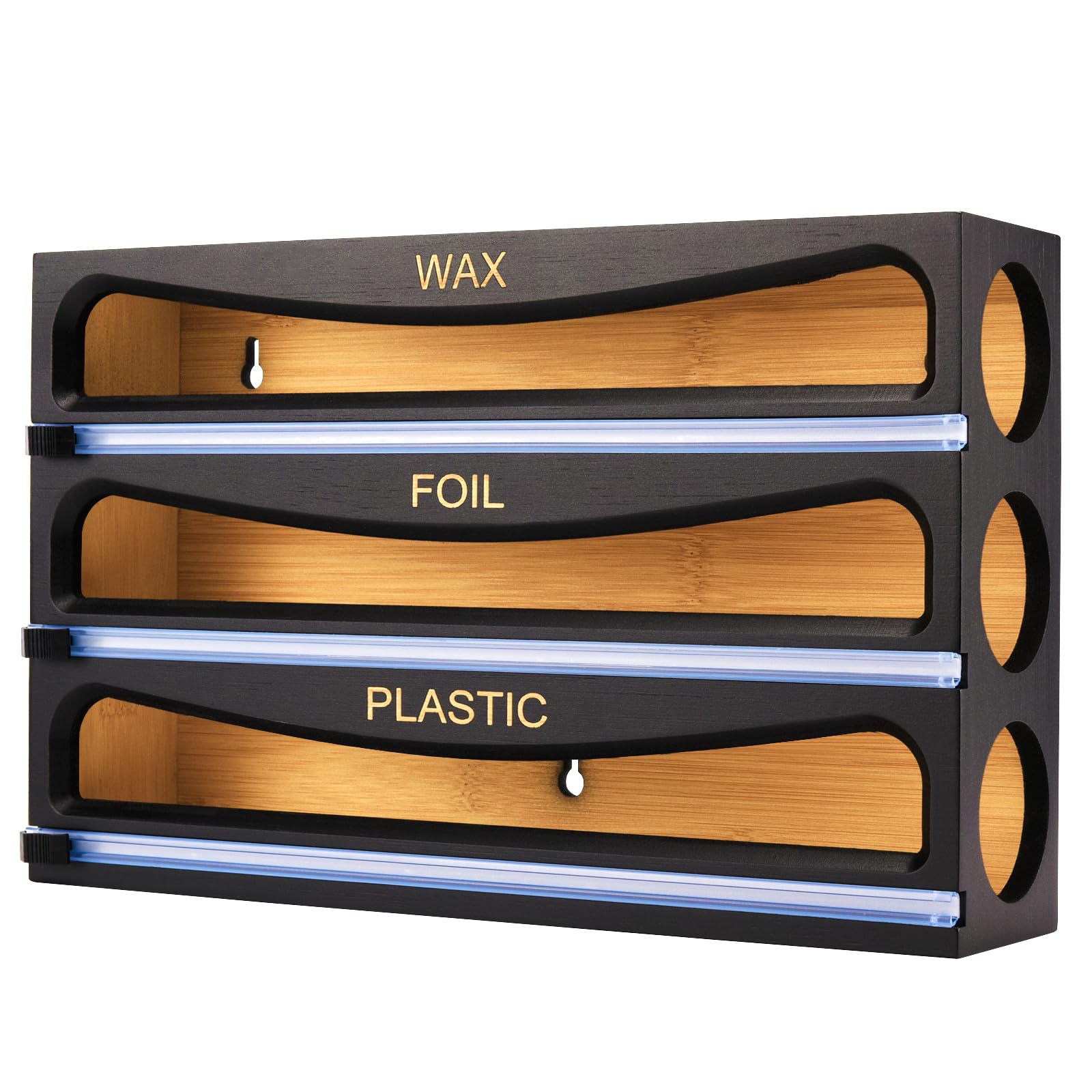 Cozee Bay Bamboo Wrap Dispenser with Cutter, Plastic Wrap Organizer ...