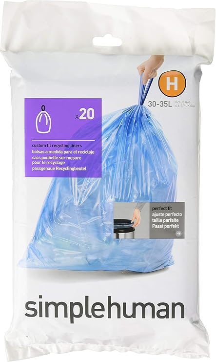 simplehuman Code H Custom Fit Recycling Drawstring Trash Bags, 30-35 ...