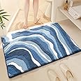 Amazon.com: BIKETEK Blue Ripple Bathroom Rug Mat, Extra Thick and Soft ...