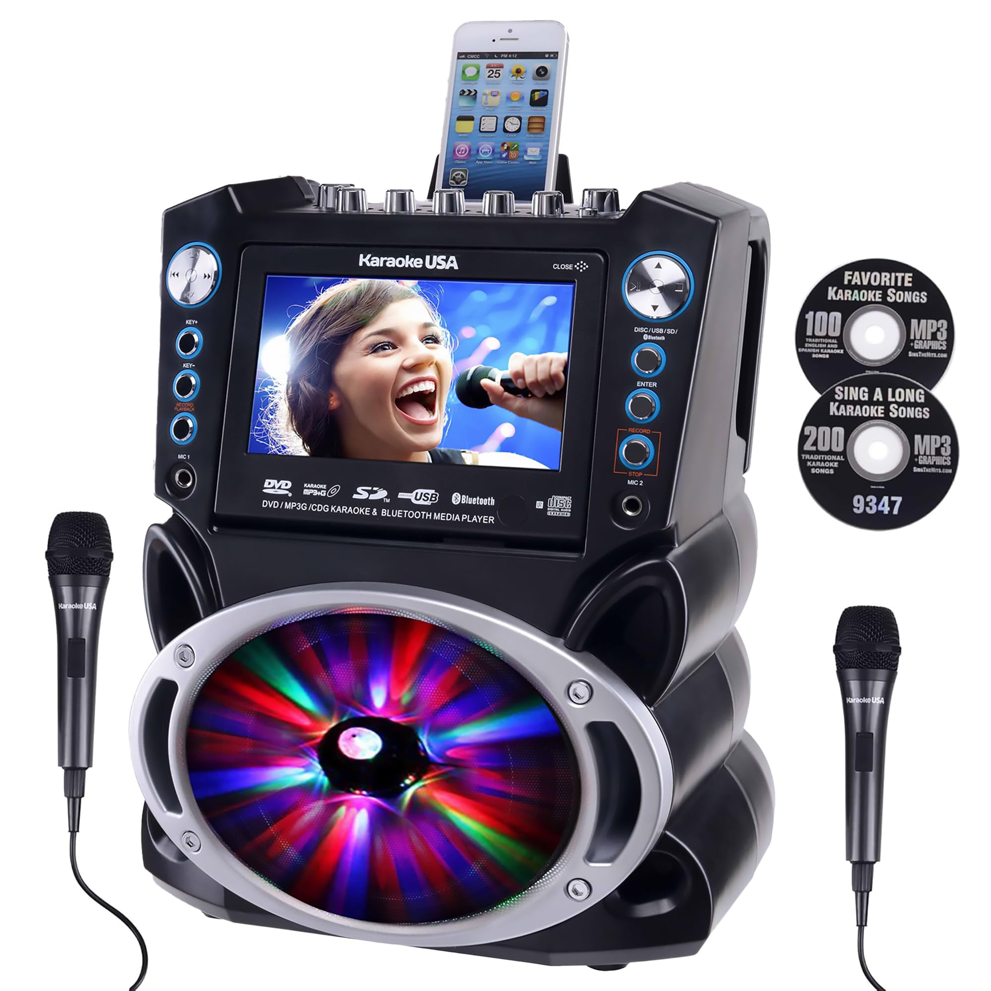 Karaoke Machine with Lyrics Display 7" Screen. CD+G, DVD, MP3+G, MP3 ...