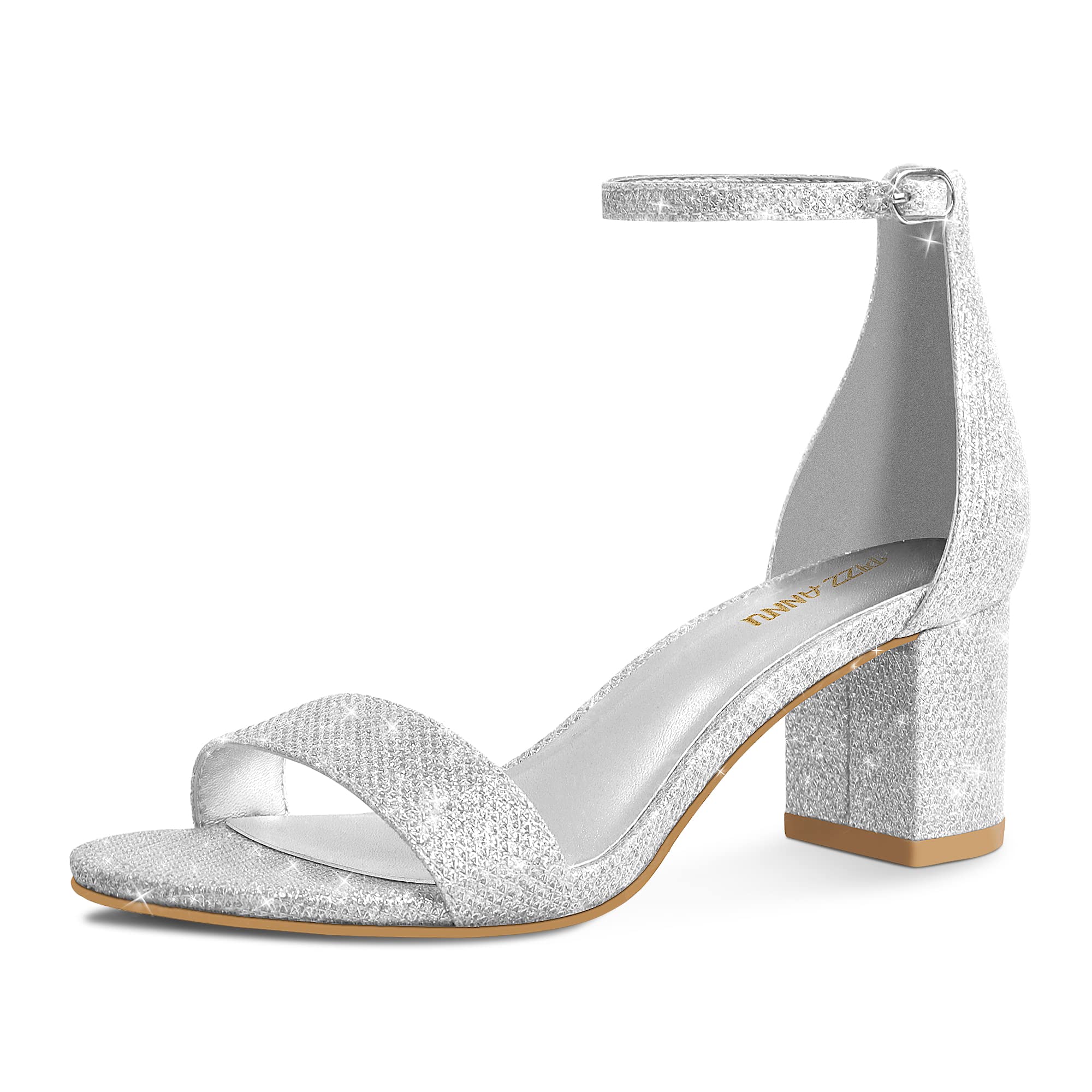 PIZZ ANNU Women's Low Block Heels 2 Inch Sandals Chunky Open Toe Ankle ...