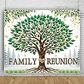 Amazon.com : Family Reunion Backdrop 10x8ft Green Family Tree Welcome ...