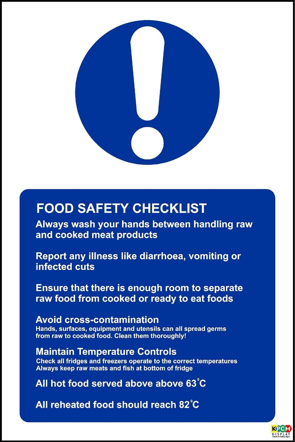 Food Safety sign (Self Adhesive Sticker Label Sign) 200mm x 150mm ...
