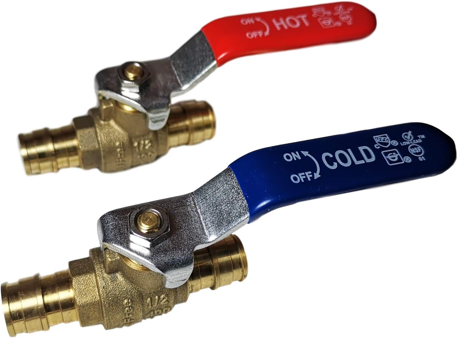 10 PIECES XFITTING PROPEX EXPANSION F1960 1/2" BALL VALVE, 5-RED/HOT & 5-BLUE/COLD, PEX A PIPE ...