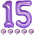 Amazon.com: 15th Birthday Balloons for Girls, 15 Inch Giant Purple Foil ...