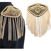 Amazon.com: WEBEEDY 2pcs Metal Tassel Link Chain Epaulet Rhinestone ...