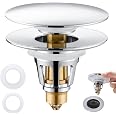 Universal 2-in-1 Bathroom Sink Stopper - Chrome Pop Up Sink Drain ...