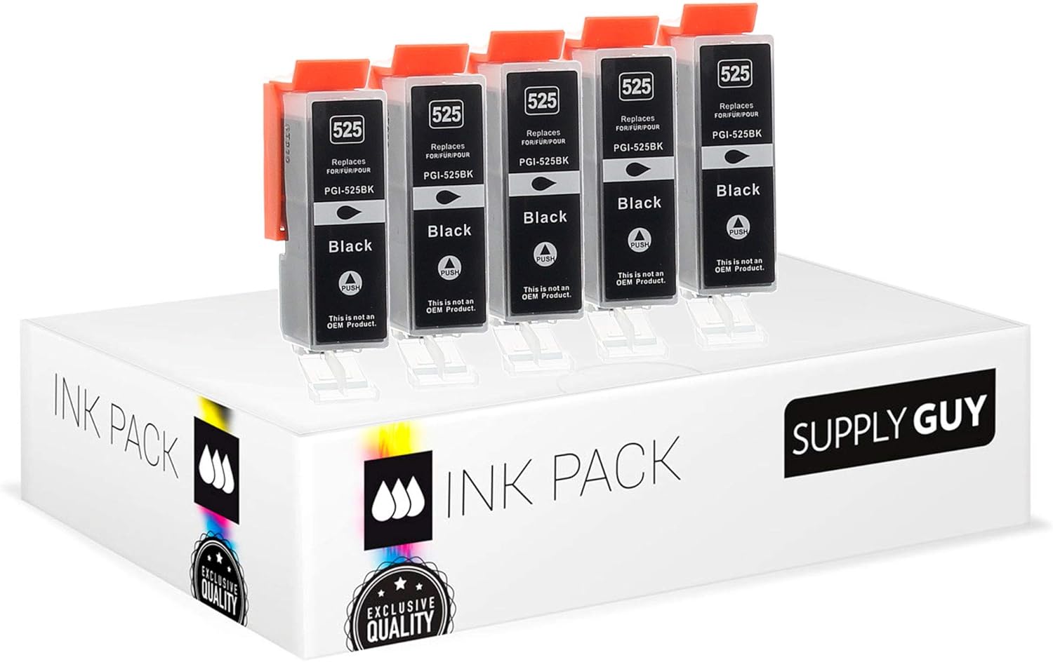 5 Cartouches d'encre Compatible avec Canon PGI-525 Noir-Grande pour ...