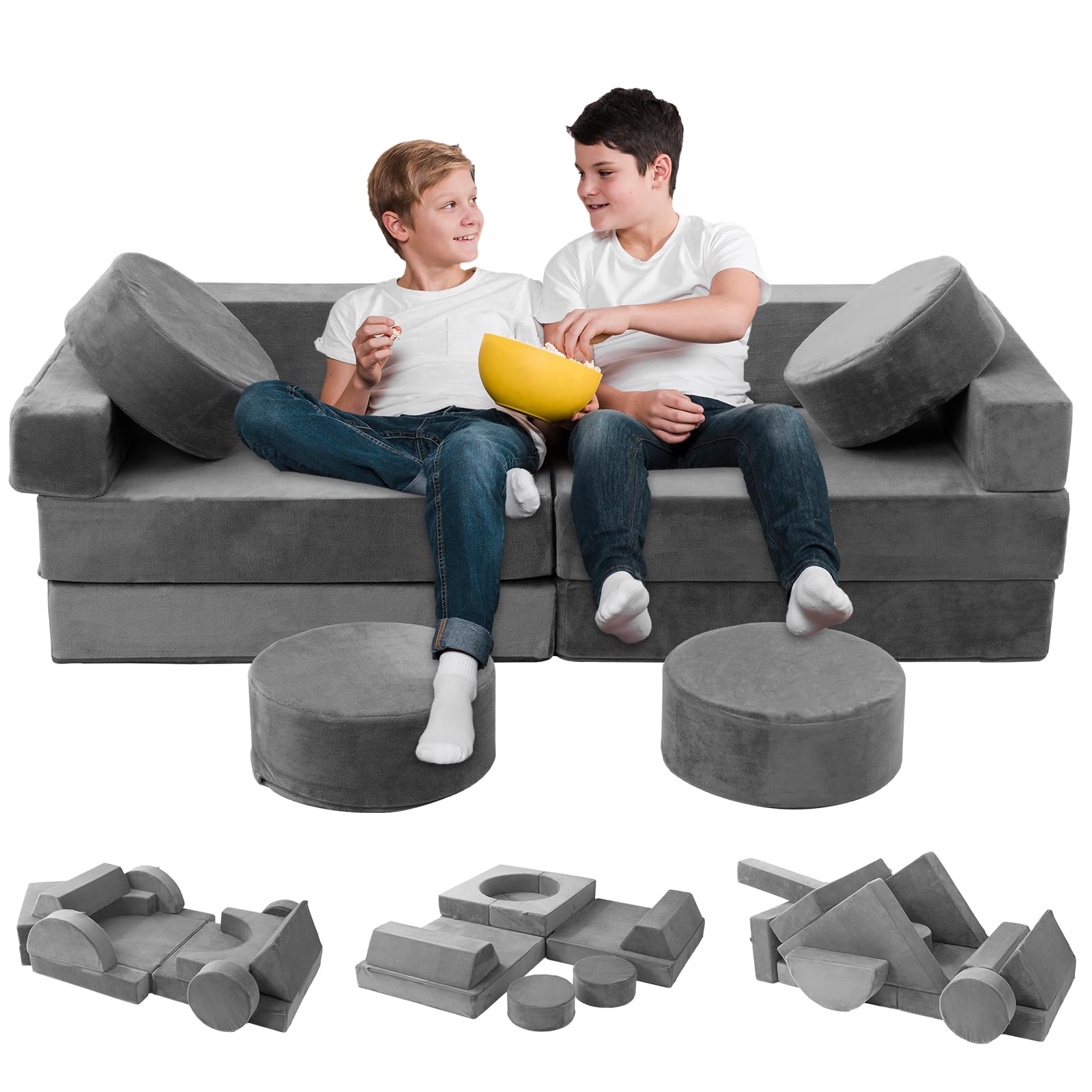 Mua HOMFINE 16pcs Modular Kids Play Couch - Kids Couch Toddler Couch ...