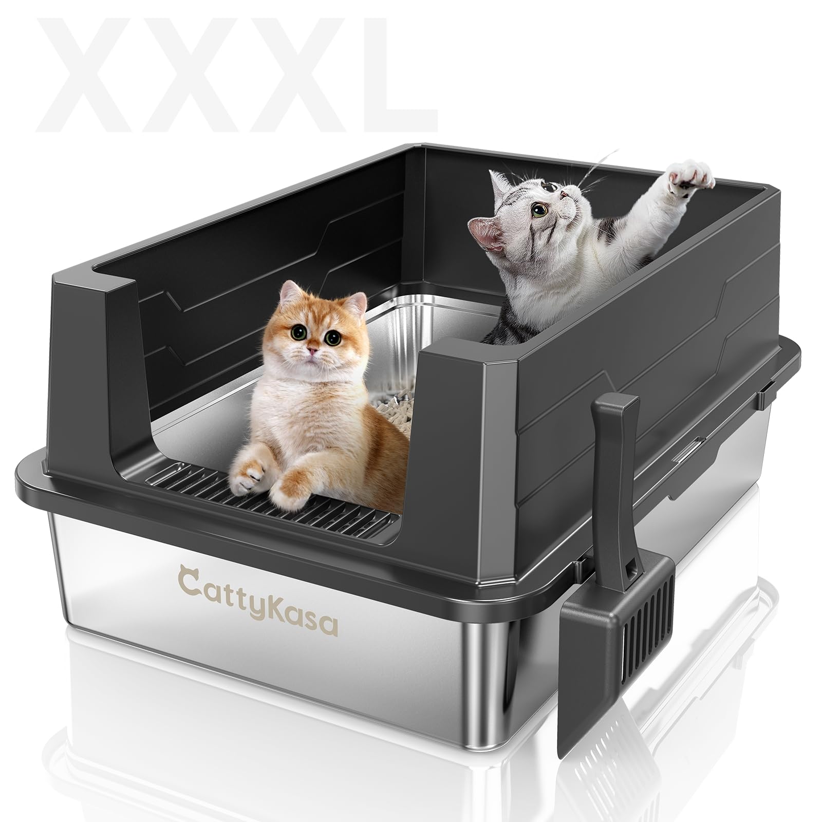 Stainless Steel Cat Litter Box 28" L x 20" W, XXXL Extra Large Litter ...