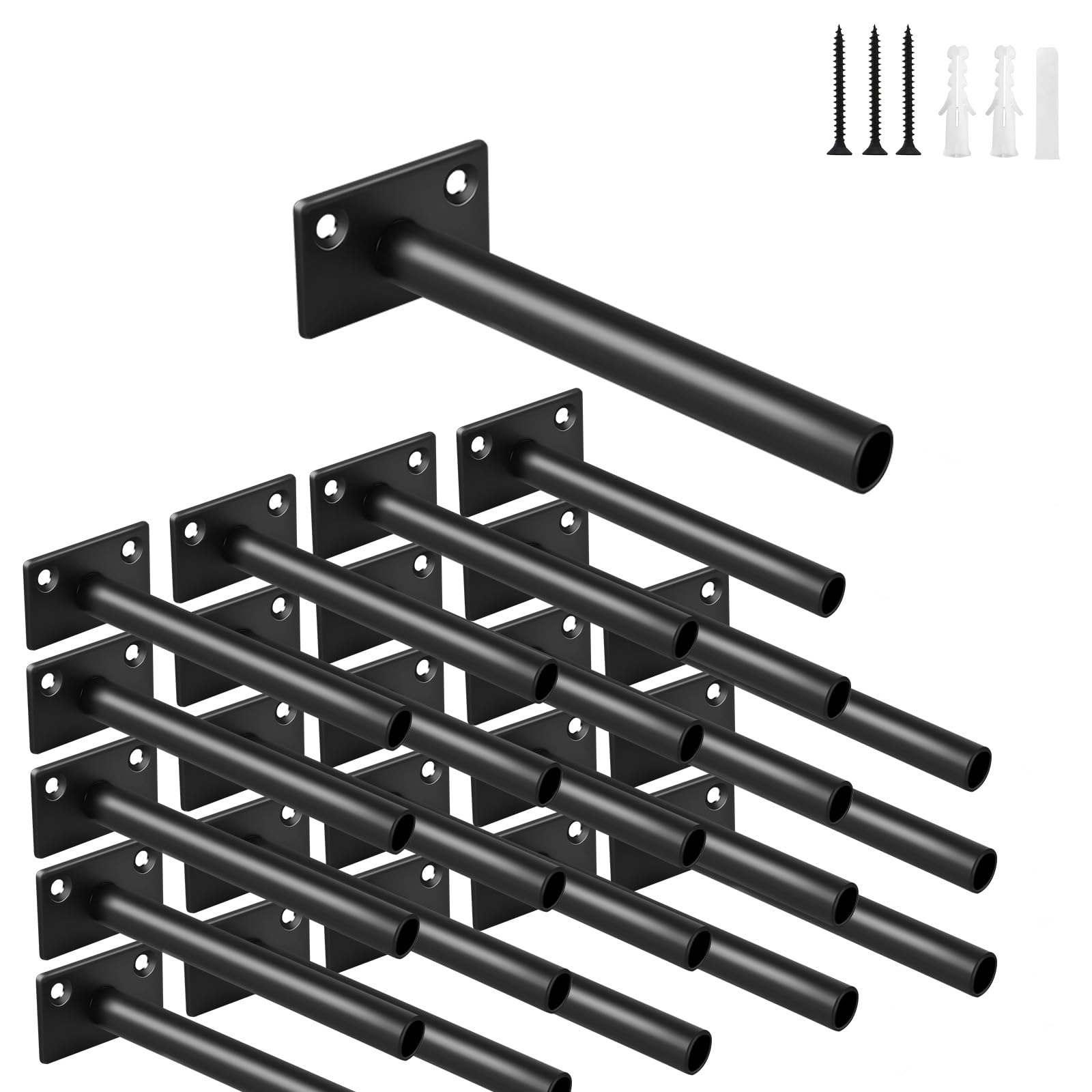 24 Pcs 5" Black Tube Steel Floating Shelf Bracket Blind Shelf Supports ...