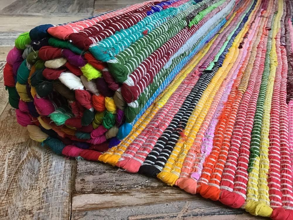 Second Nature Online Extra Large Rainbow Eco Friendly Chindi Rag Rug ...