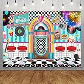 Amazon.com : Avezano 50s Retro Diner Party Backdrop 50s Retro Rock and Roll Diner Classic ...