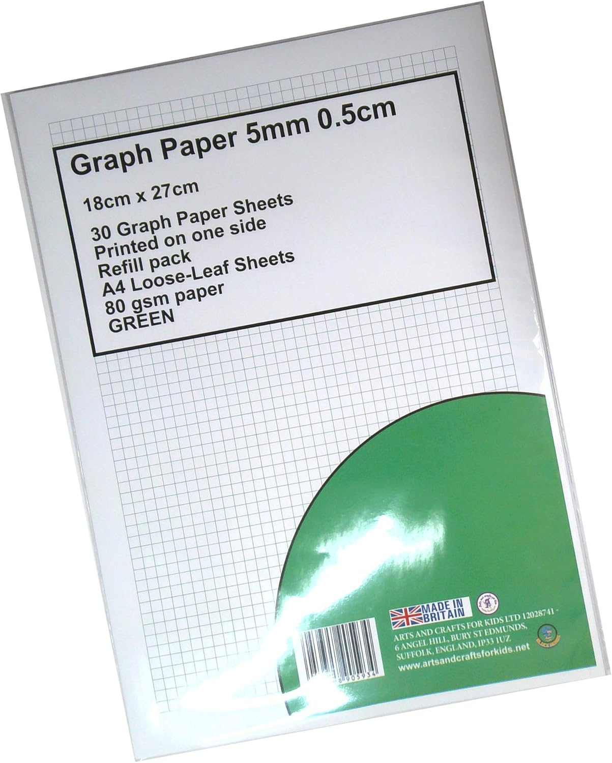 Graph Paper 5mm 30 Green Graph Paper Sheets Printed On One Side Refill ...