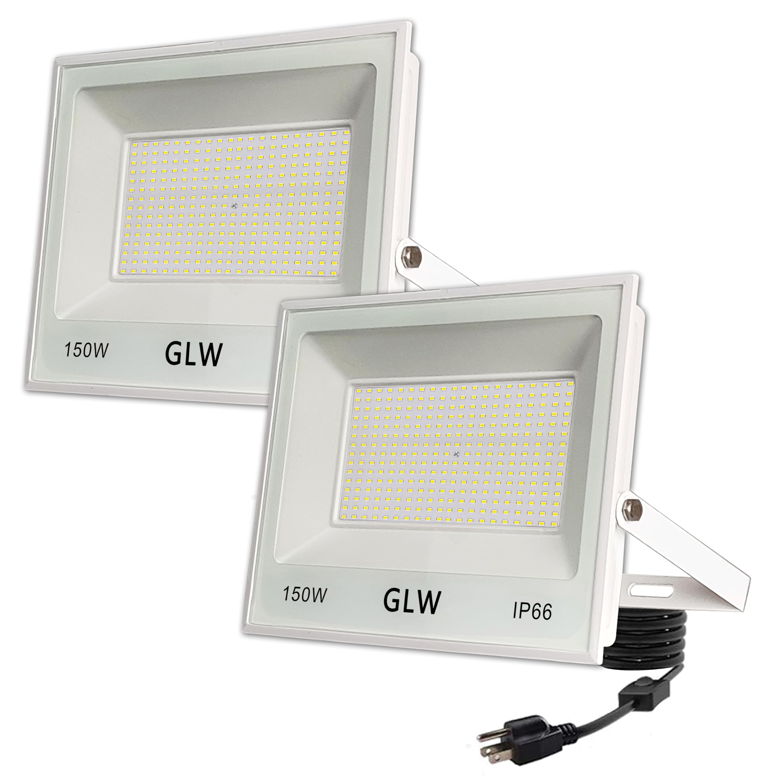 GLW 150W LED Flood Lights Outdoor 2 Pack,13000LM Super Bright Security ...