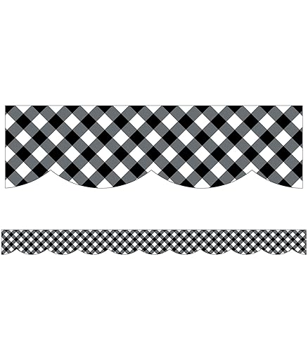 Schoolgirl Style Black and White Gingham Bulletin Board Borders ...