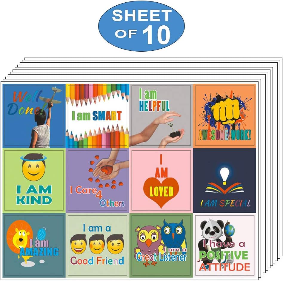Creanoso Positive Affirmation Words for Kids Stickers -10 Sheets ...