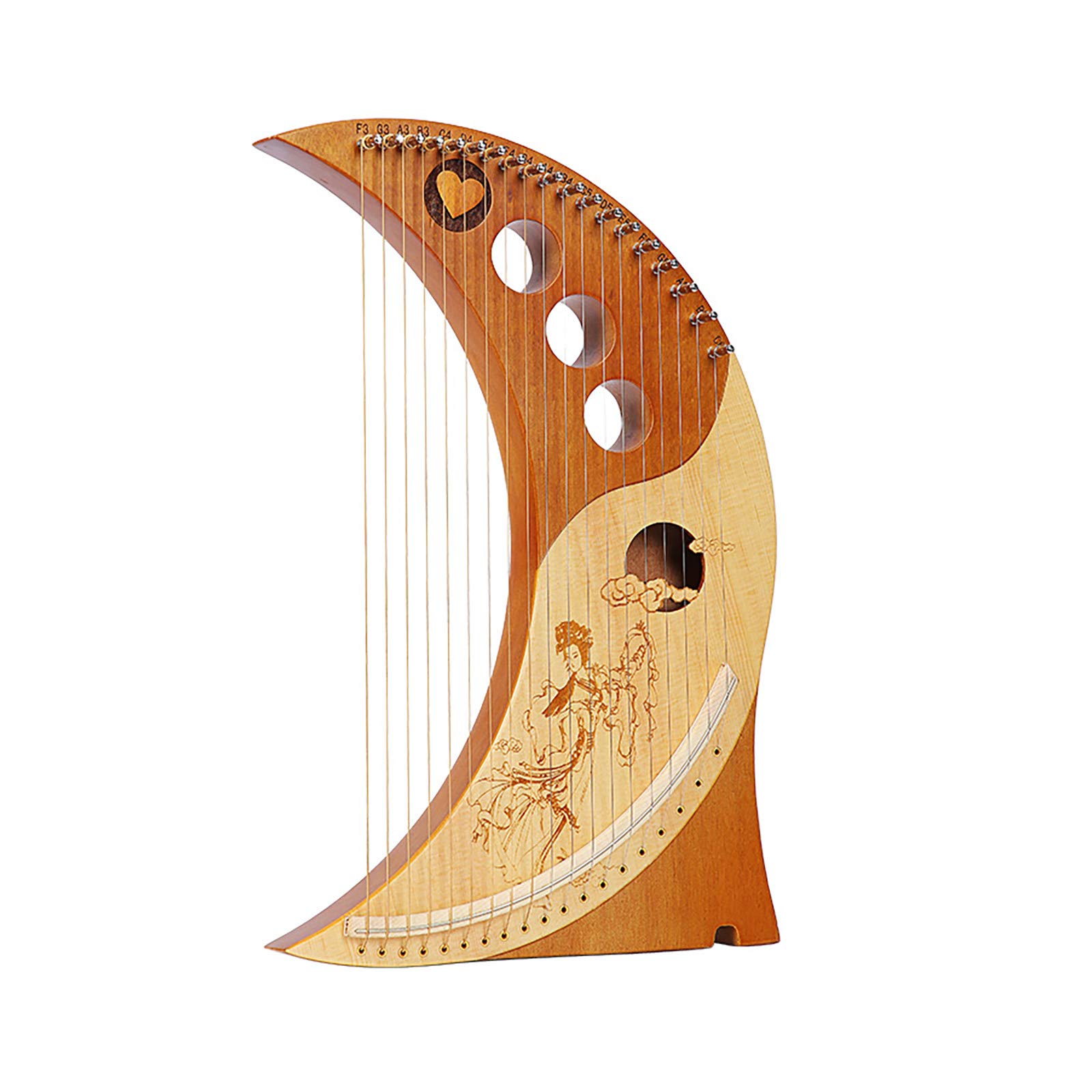 Mua 19 string wooden harp, portable irish harp, moon shaped solid wood ...