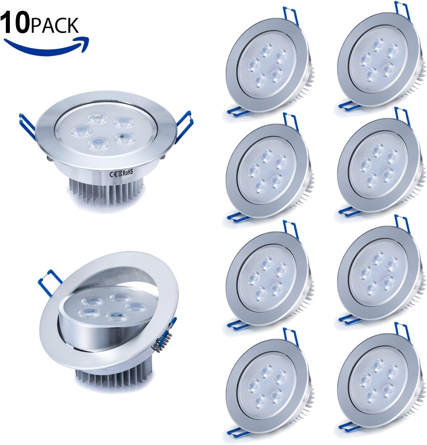 Liqoo Pack de 10 Focos Empotrable LED 5W Transformador Incluido ...