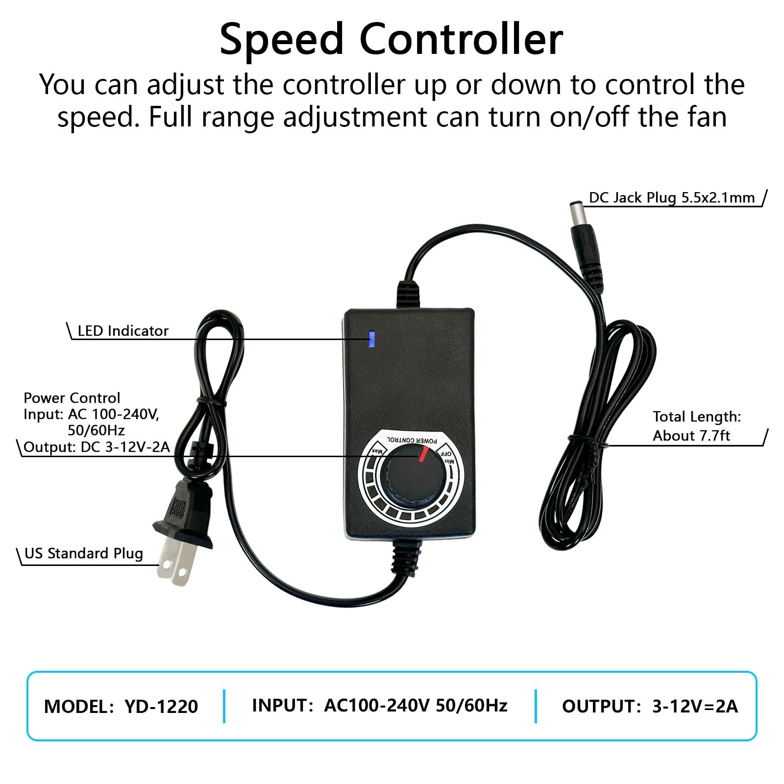 MissHoney 2 Inch Inline Fan, 12v Adjustable Speed, 22 CFM Duct Fan ...