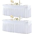 Amazon.com: 2 Pack Spandex White Fitted Table Cloth for 6ft Rectangle ...