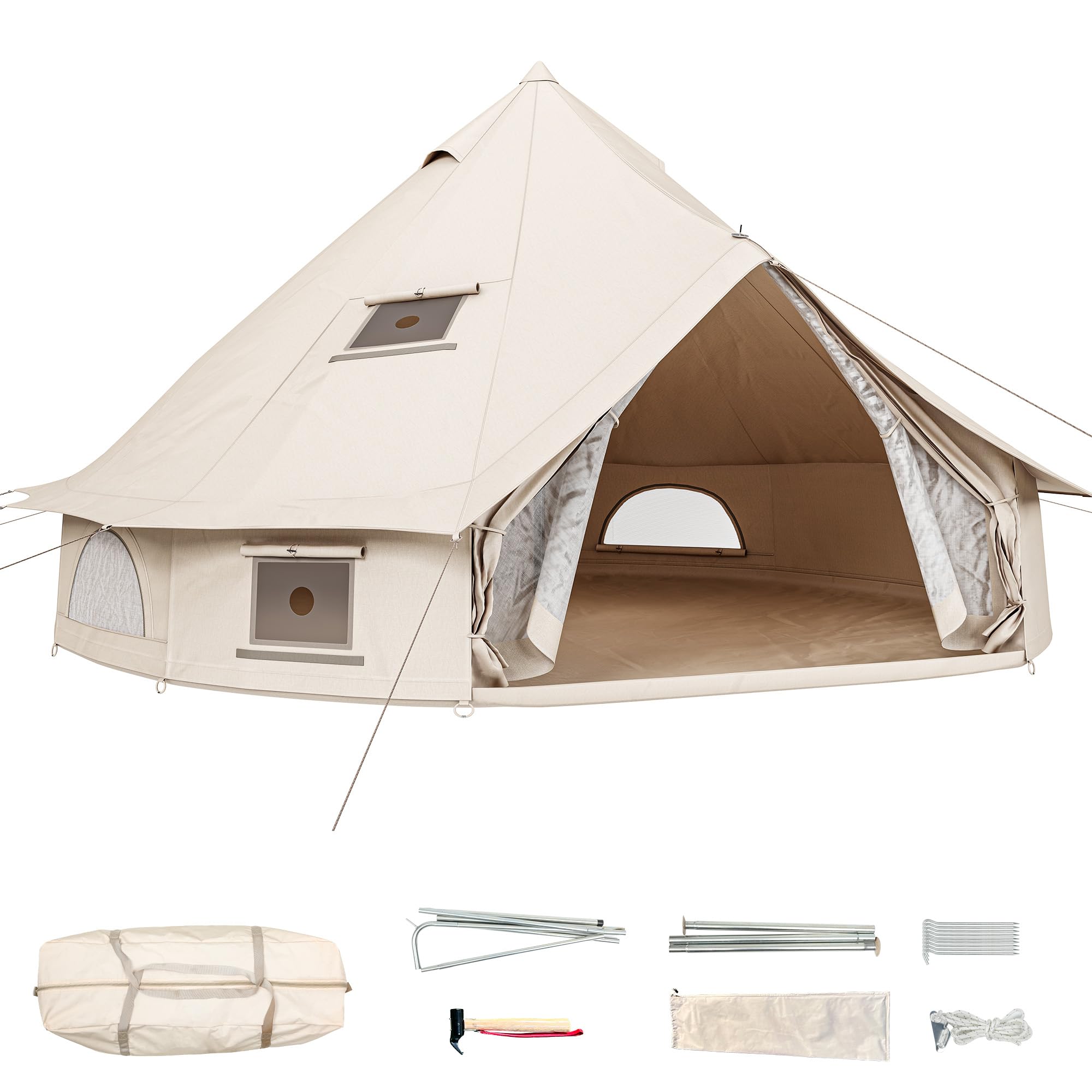 YITAHOME Canvas Bell Tent Cotton Canvas Yurt Tent 4 Season Waterproof ...