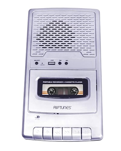 Riptunes Portable Cassette Recorder Player, Tape to USB Audio Music ...