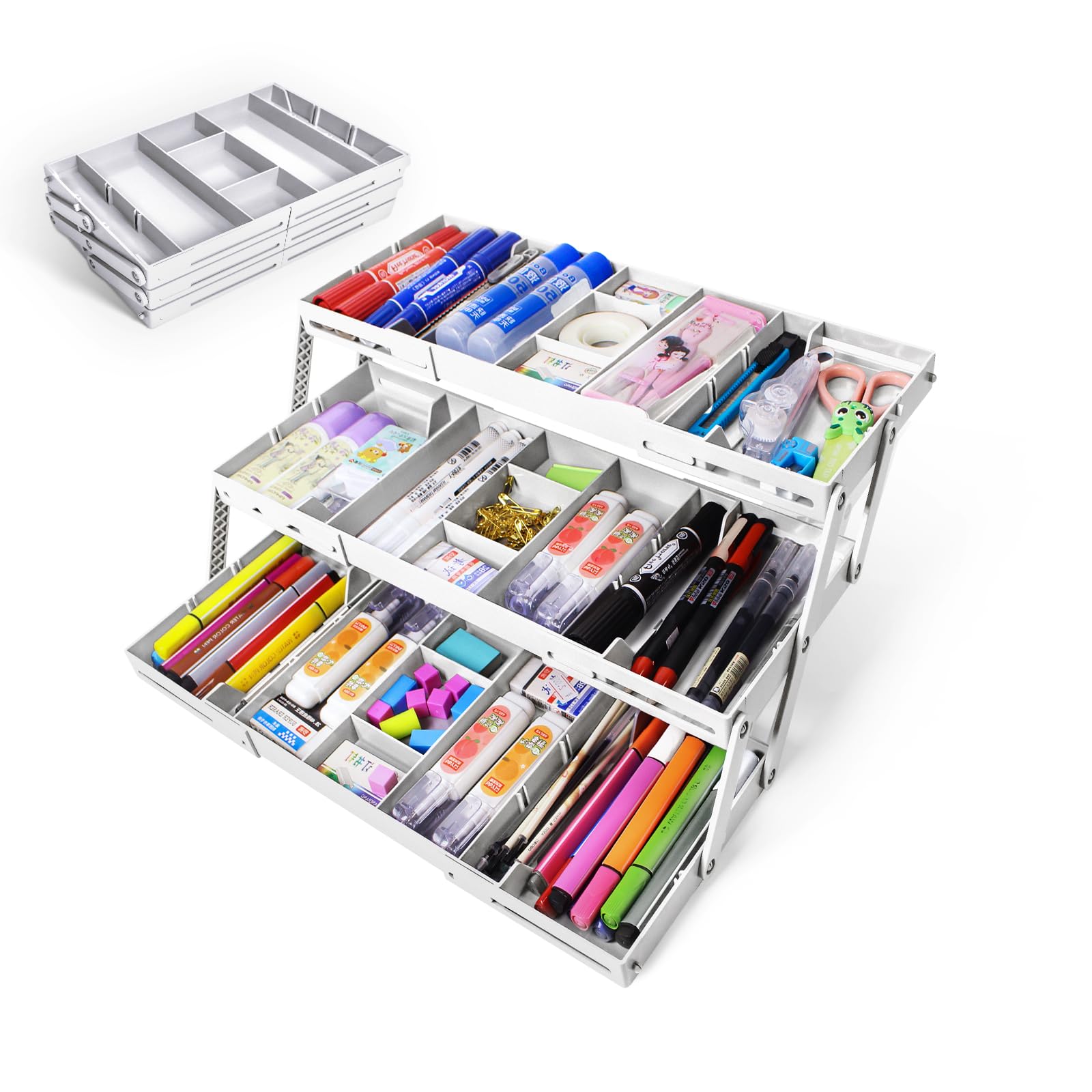 Yeeyuue 3 Tier Expandable Drawer Organizer - Multi Level Folding Smart ...