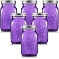 Amazon.com: Yinder 6 Pack 32 oz Mason Jars with Lids Wide Mouth Colored ...