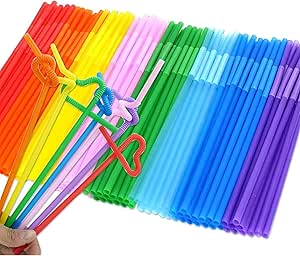 Amazon.com: Tomnk 300pcs 10.3 Inches Disposable Flexible Bendy Drinking ...