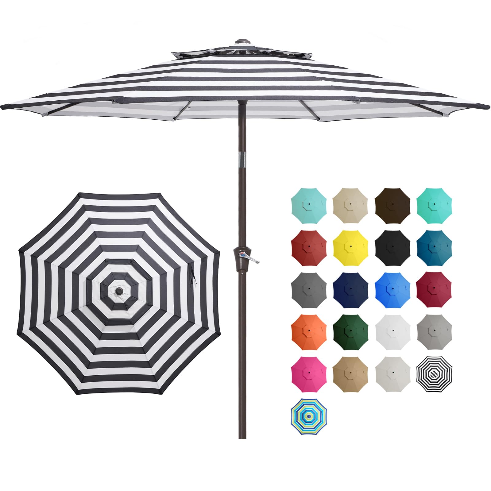 JEAREY 9' 2-Tiers Patio Umbrellas Outdoor Table Market Umbrella w/Push ...