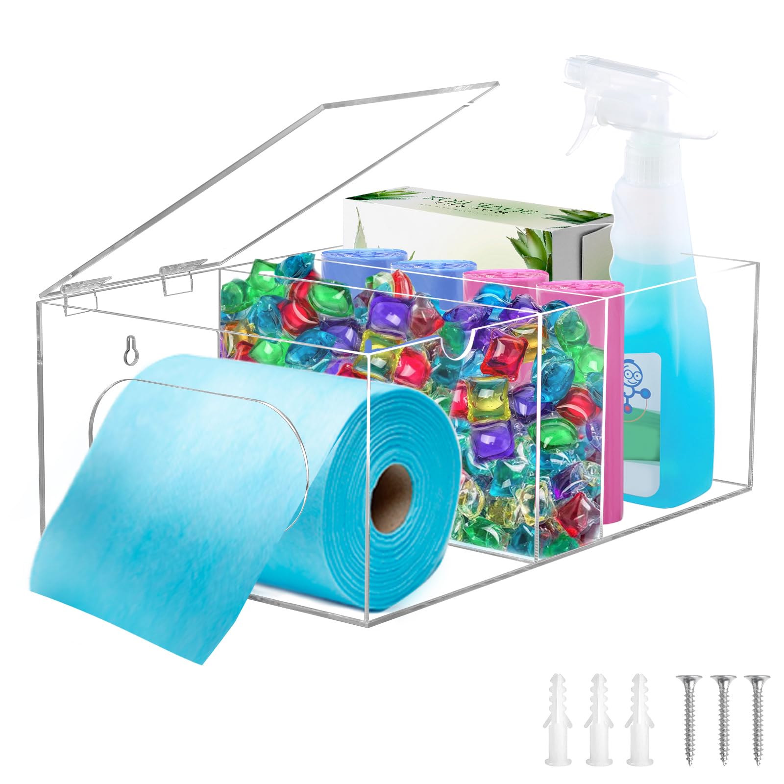 Extra Large Trash Bag Dispenser Roll Holder 3 in 1 Wall Mount Acrylic ...