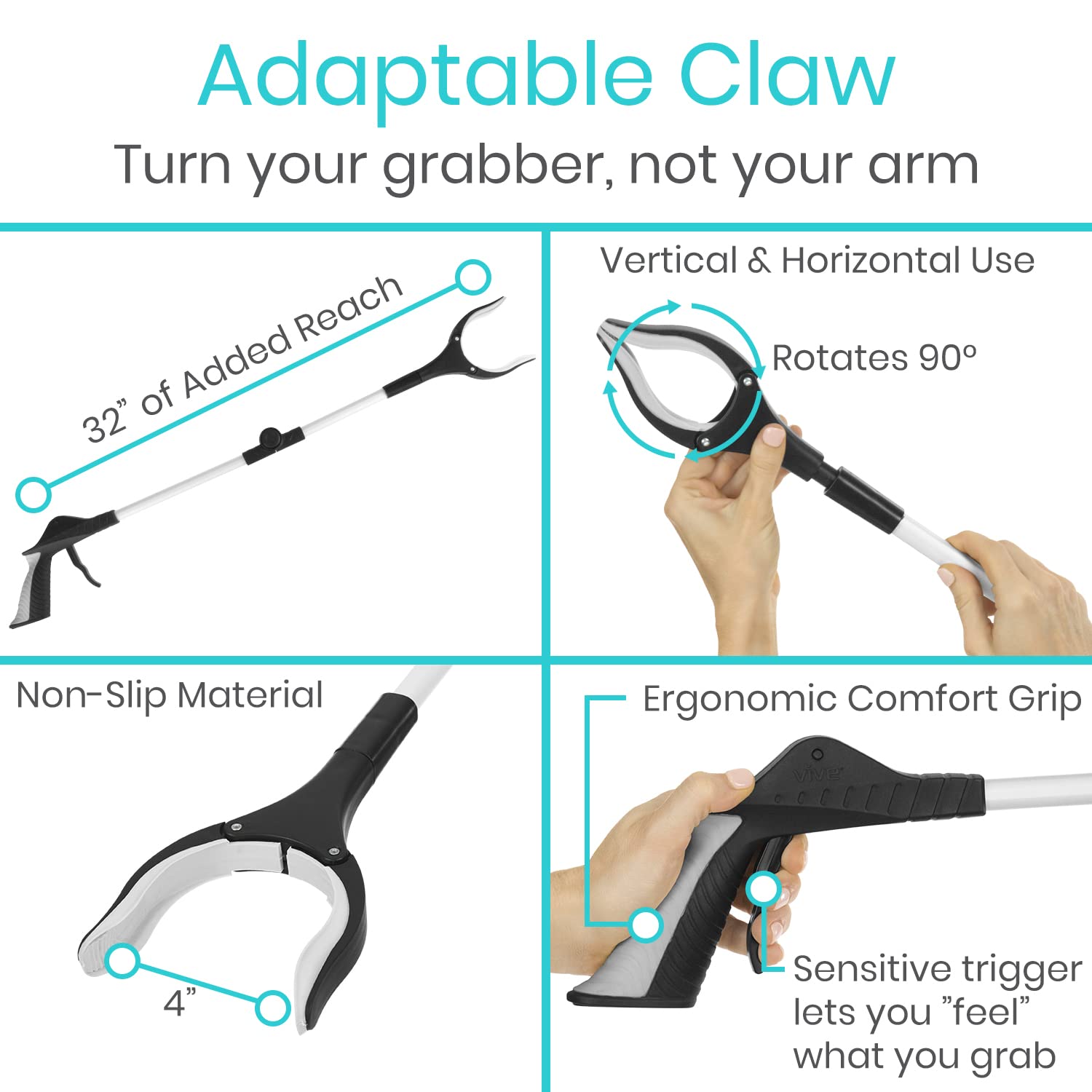 Mua Vive Folding Reacher Grabber 32 Inch - Extra Reach Extender, Heavy ...