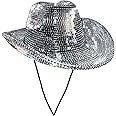 Amazon.com: BINGONE Disco Ball Cowboy Hat, Mirrored Ball Cowboy Hat ...