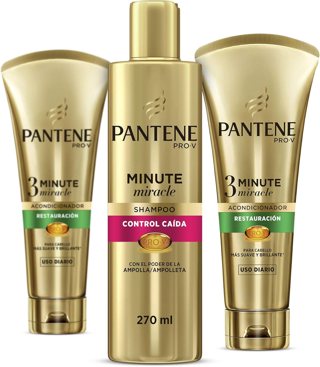 Pantene Pro-V Minute Miracle Shampoo Caída de 270ml + Pantene Pro-V Acondicionador 2 Unidades de ...