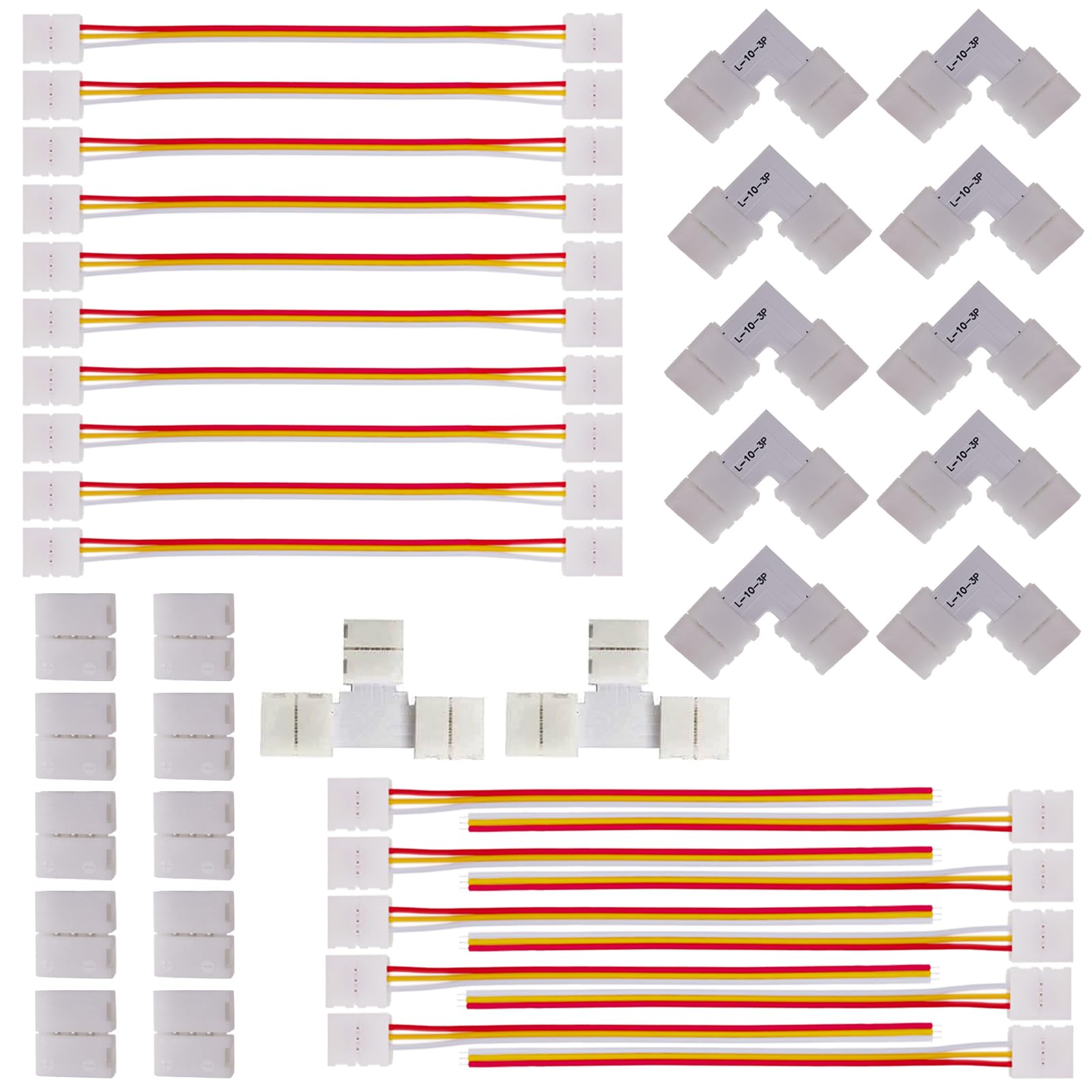 FSJEE 3 Pin LED Strip Connector Kit, Include LED Corner Connector ...
