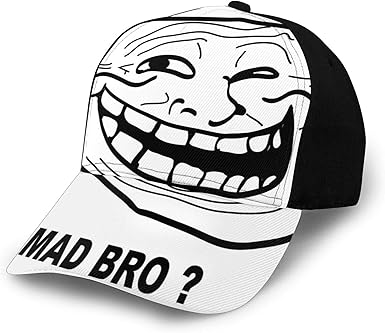 Baseball Cap Hat for Men & Women,Cartoon Style Troll Face Guy for ...