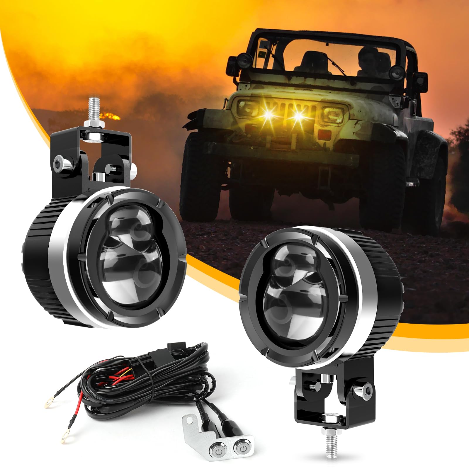 Mua BraveWAY 3 inch LED Driving Lights Off-road Light Pods 120W 35000LM ...