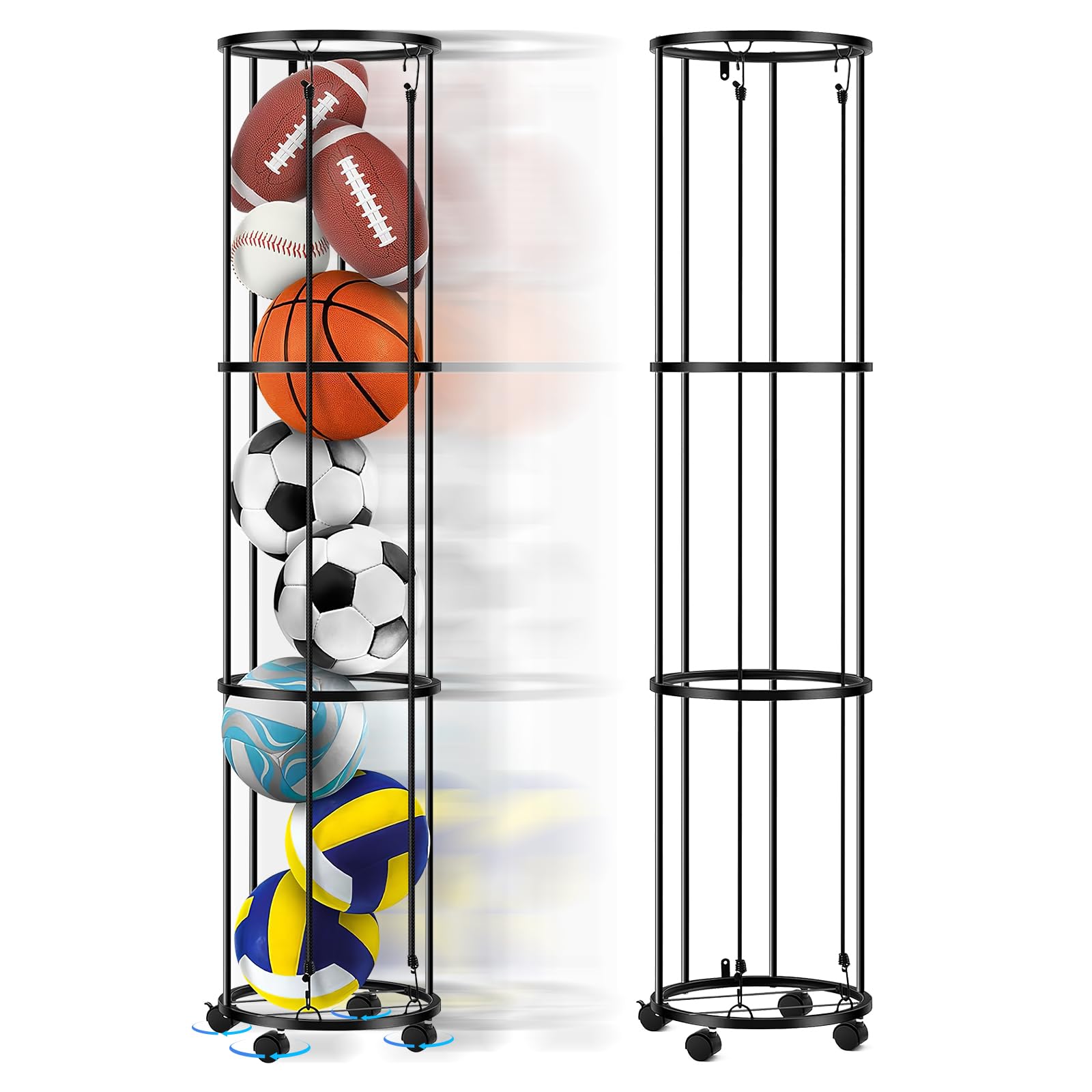 Columnar Vertical Ball Storage Racks with Wheels-NEW Durable 58x13 ...